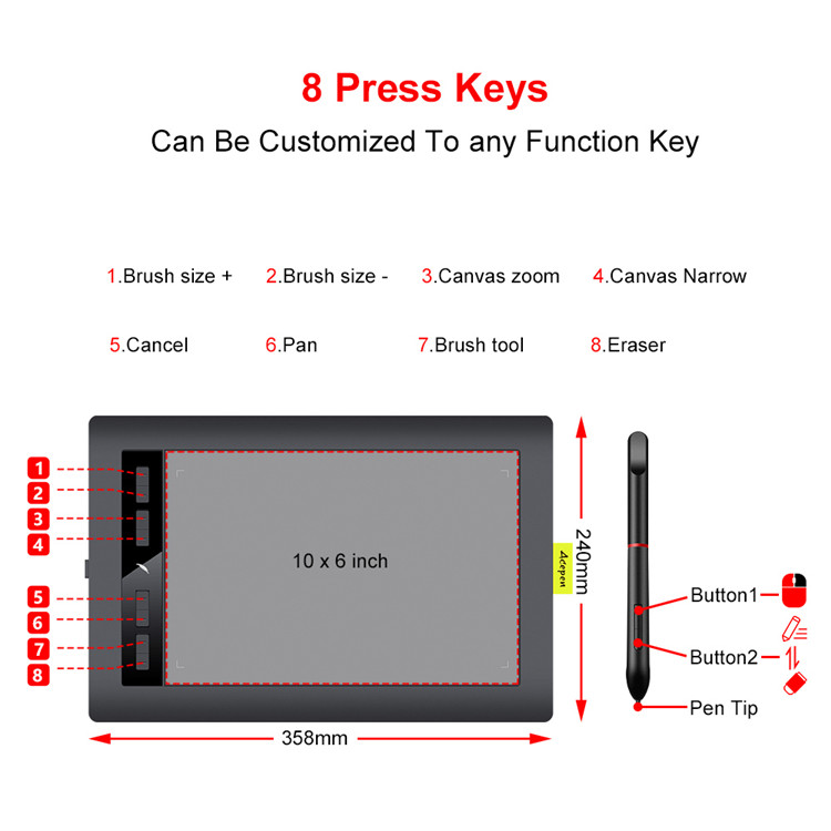 10 Times 6 Inch Graphic Drawing Pen Tablet – China Graphic Tablet ...